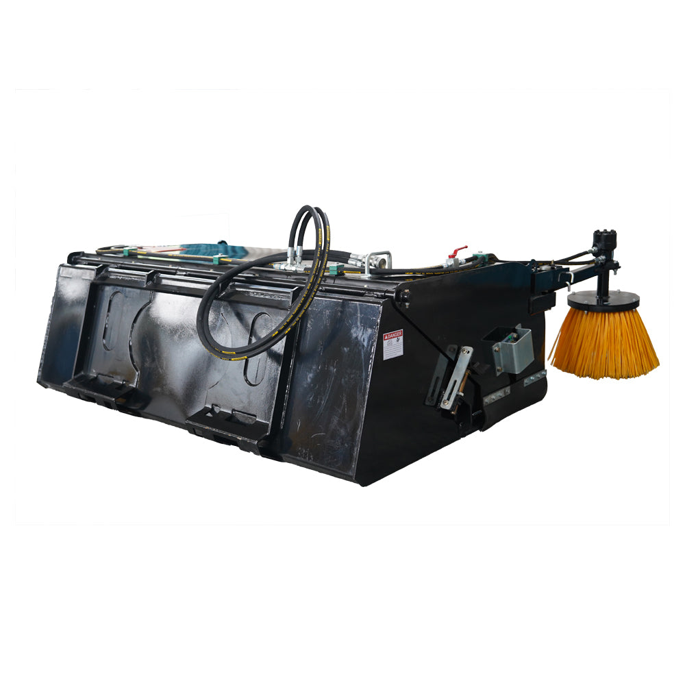 72" Skid Steer Pick up Box Broom Sweeper with Edge Brush – LANDY